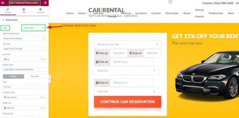 Edit Reservation Form of Car Rental Theme – XpeedStudio